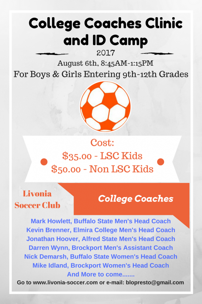 College Coaches Clinic and ID Camp | The Livonia NY Soccer Club